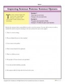 Sentence Patterns | Printable Worksheet Activities