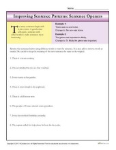 Sentence Patterns | Printable Worksheet Activities