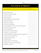 Is It a Fact or an Opinion? | Fact and Opinion Worksheets for 3rd and ...