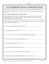 Is It an Independent Clause or a Dependent Clause? | Grammar Worksheets