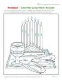 Kwanzaa Coloring Sheet | Color the Long Vowels Activity