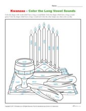 Kwanzaa Coloring Sheet | Color the Long Vowels Activity