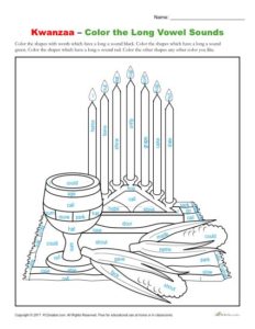 Kwanzaa Coloring Sheet | Color the Long Vowels Activity