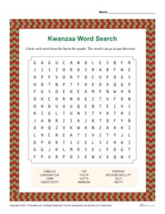 Kwanzaa Word Search Activity | Printable Holiday Worksheet