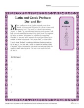 Greek and Latin Prefixes: Du- and Re- | Printable Worksheets