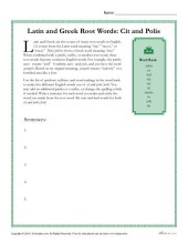 Greek and Latin Root Words Worksheets | Cit and Polis