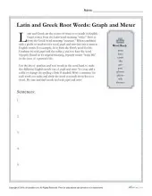 Greek and Latin Root Words Worksheets | Graph and Meter