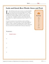 Greek and Latin Root Words Worksheets | Gress and Posit
