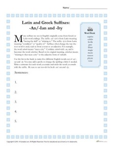 Greek and Latin Suffixes: -An/-Ian and -Ity | Printable Worksheet