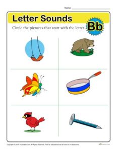 Letter Sounds: B | Preschool Letter Worksheet