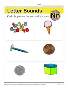 Letter Sounds: N | Preschool Letter Worksheet