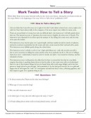 Mark Twain: How to Tell a Story | Comprehension Worksheet