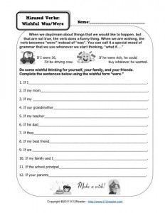 Misused Verbs - Wishful Was, Were | Verb Worksheets