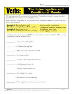 Mood Worksheets | Indicative, imperative, interrogative, conditional ...