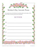 Mother's Day Acrostic Poem Activity