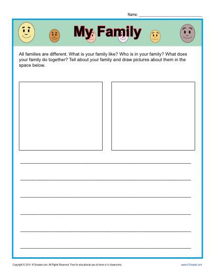 Kindergarten Writing Prompt My Family