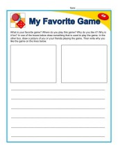 Kindergarten Writing Prompt - My Favorite Game