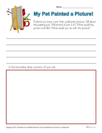 Kindergarten Writing Prompt - My Pet Painted a Picture! Kindergarten Writing Prompt - My Pet Painted a Picture!