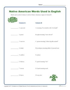 Printable Native American Heritiage Month Word Activity