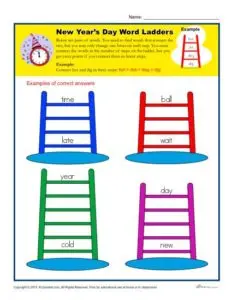 New Year's Day Word Ladders | Printable Holiday Activity