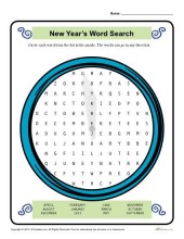 New Year's Word Search Activity For Kids