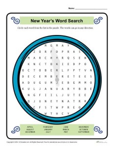 New Year's Word Search Activity For Kids