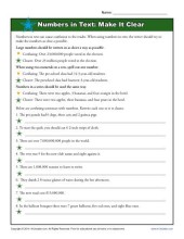 Numbers in Text: Make It Clear - Worksheet Activity