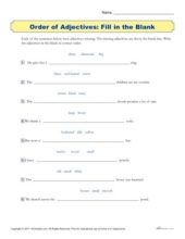 Fill in the Blank | Printable 3rd - 5th Grade Adjectives Worksheet