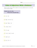 Order of Adjectives | Printable Parts of Speech Writing Activity