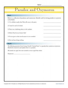 Paradox and Oxymoron Worksheets | Figurative Language