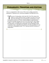 Paragraph: Proofing and Editing | Printable Writing Worksheets