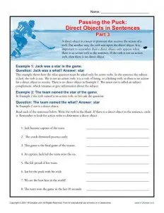 Passing the Puck- Direct Objects in Sentences Part 3