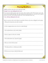 Modifiers | Misplaced, Dangling, Changing | Worksheets