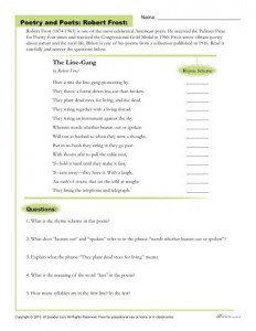 Poetry and Poets: Robert Frost | Poetry Worksheet