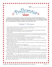 Printable Classic Literature Comprehension Set: Pollyanna