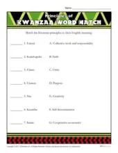 Principles of Kwanzaa Word Match Activity | Printable Worksheet