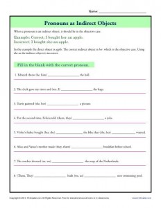 Pronouns as Indirect Objects | Parts of a Sentence Worksheets