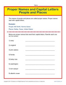 Proper Names and Capital Letters Worksheet: People and Places