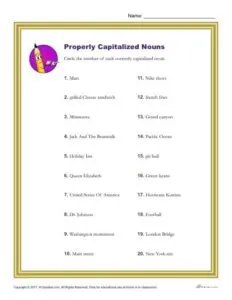 Which of the following nouns is properly capitalized?