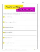 Proverbs and Adages Worksheet | What Do They Mean?