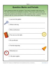 Question Marks and Periods | Ending Punctuation Worksheet