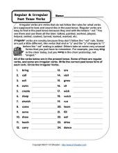 Regular and Irregular Verb Worksheets