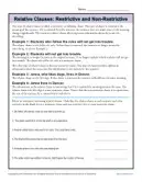 Relative Clauses: Restrictive and Non-Restrictive | Grammar Worksheets