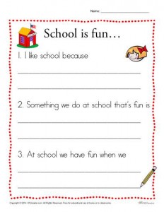 School is Fun - Writing Prompt for Kindergarten Students