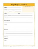 Daily Single Subject Lesson Plan Template - Secondary