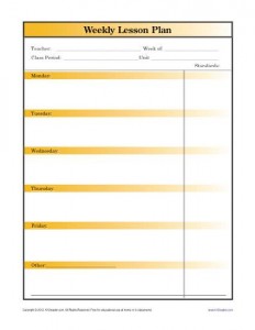 Weekly Lesson Plan Template with Standards - Secondary