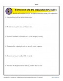 Semicolon and Independent Clauses | Punctuation Worksheets
