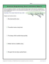 Diagramming Sentences Worksheets: Direct and Indirect Objects