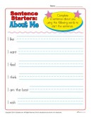 Sentence Starters for kindergarten and first grade
