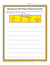 Sentence Writing: Comjunctions! | 3rd Grade Conjunction Worksheets